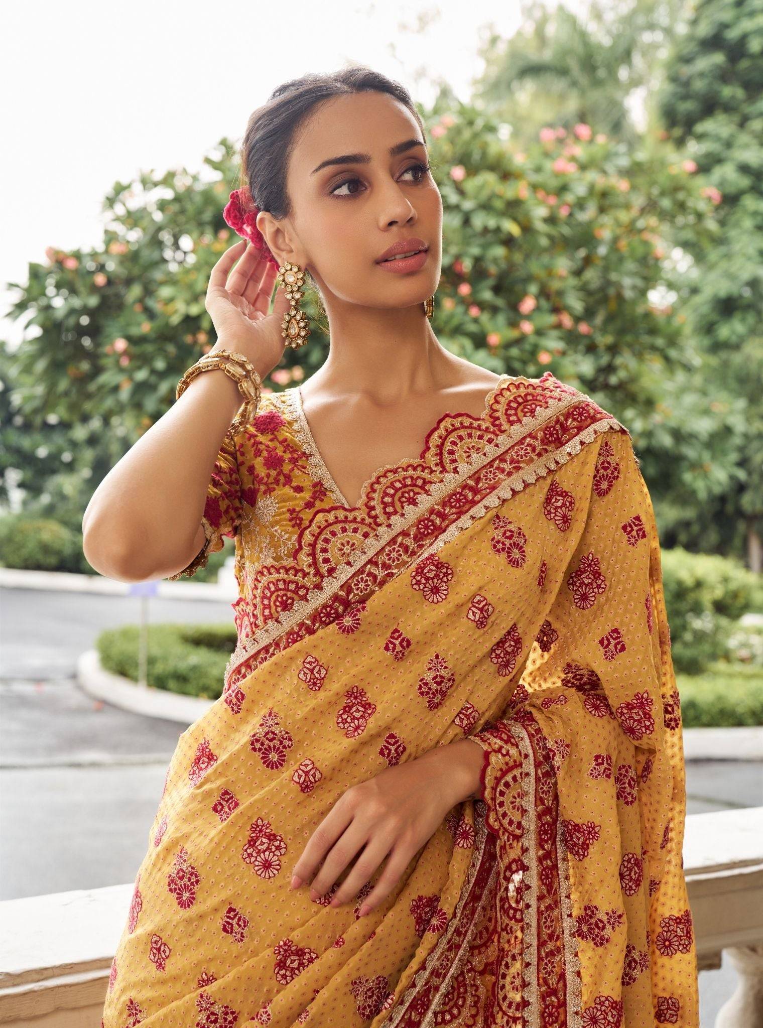 Buy Taani Banarsi Mustard Saree in Women's Clothing | Best Fashion on ...