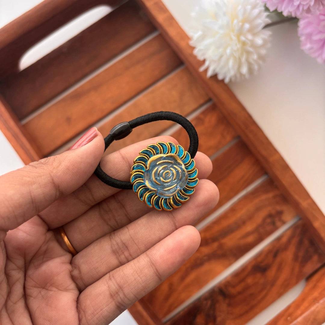 Buy Blue Petal Spiral Hair Tie in Accessories | Best Jewellery on Plumint