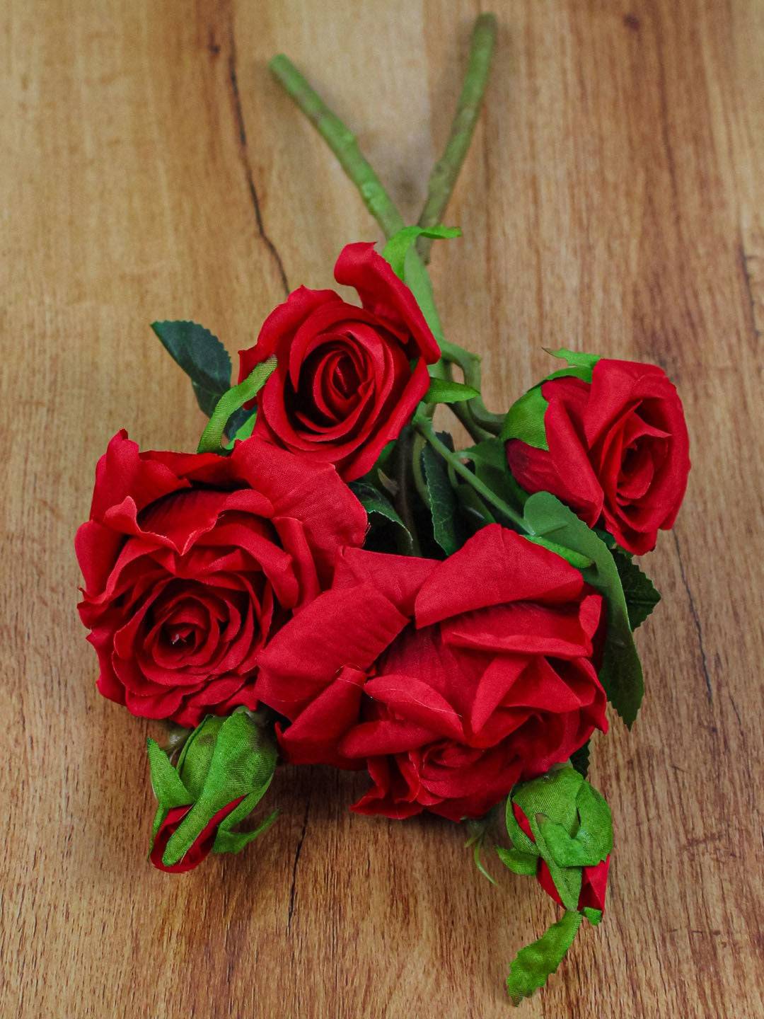Buy Red & Green Set Of 2 Artificial Rose Flower Stick Without Vase in ...
