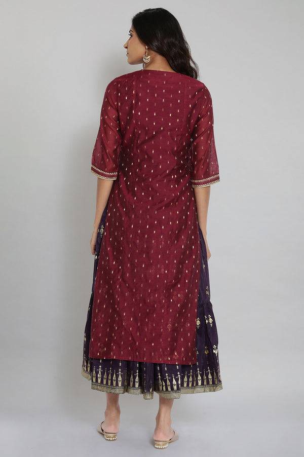 Buy Dark Red Mock Layered Flared Dress in Women's Clothing | Best ...