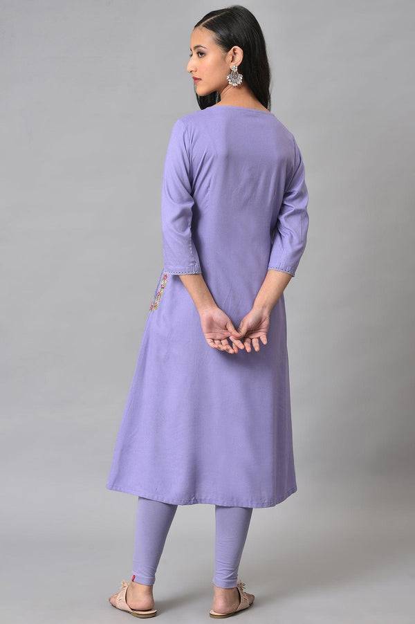 Buy Voilet Embroidered A-Line kurta in Women's Clothing | Best Fashion ...