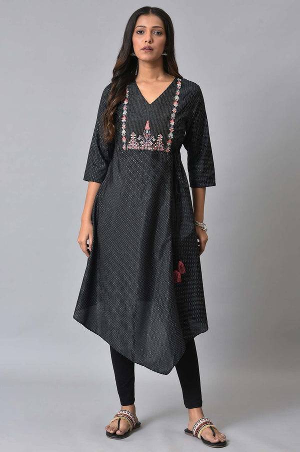 Buy Black Embroidered Asymmetrical kurta Set in Women's Clothing | Best ...