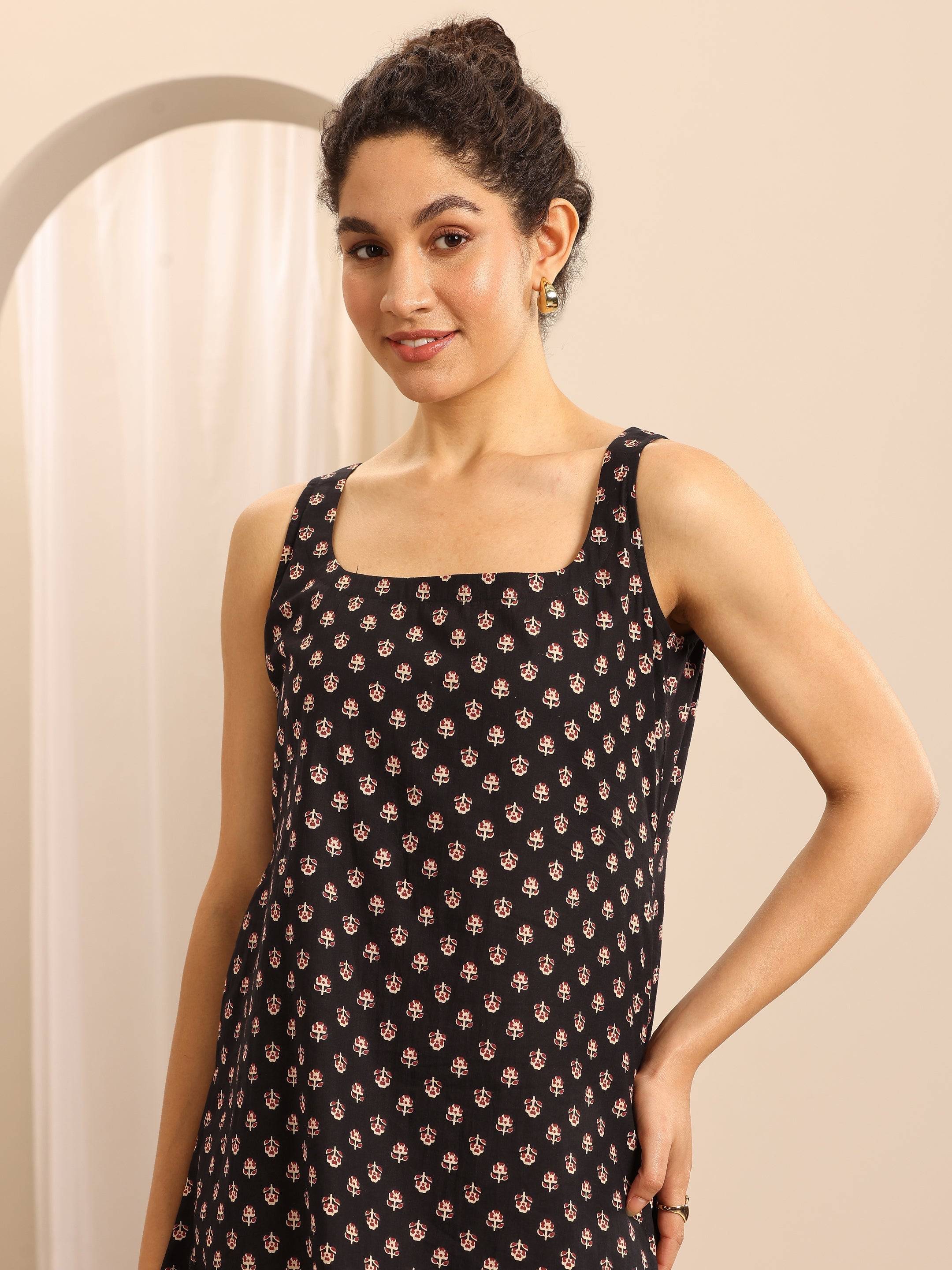 Buy Black Printed Cotton Blend Straight Sho... in Women's Clothing ...