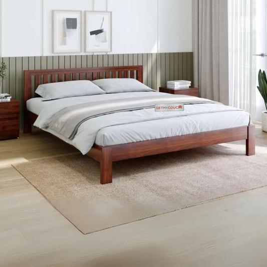 Buy Arya Sheesham Wood Bed In Teak Finish in Bed | Best Furniture on ...