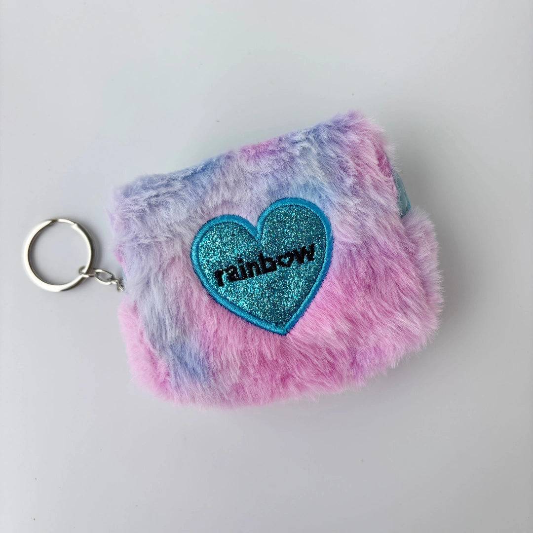 Buy Rainbow Plush Heart Keychain Pouch in Accessories | Best Jewellery ...