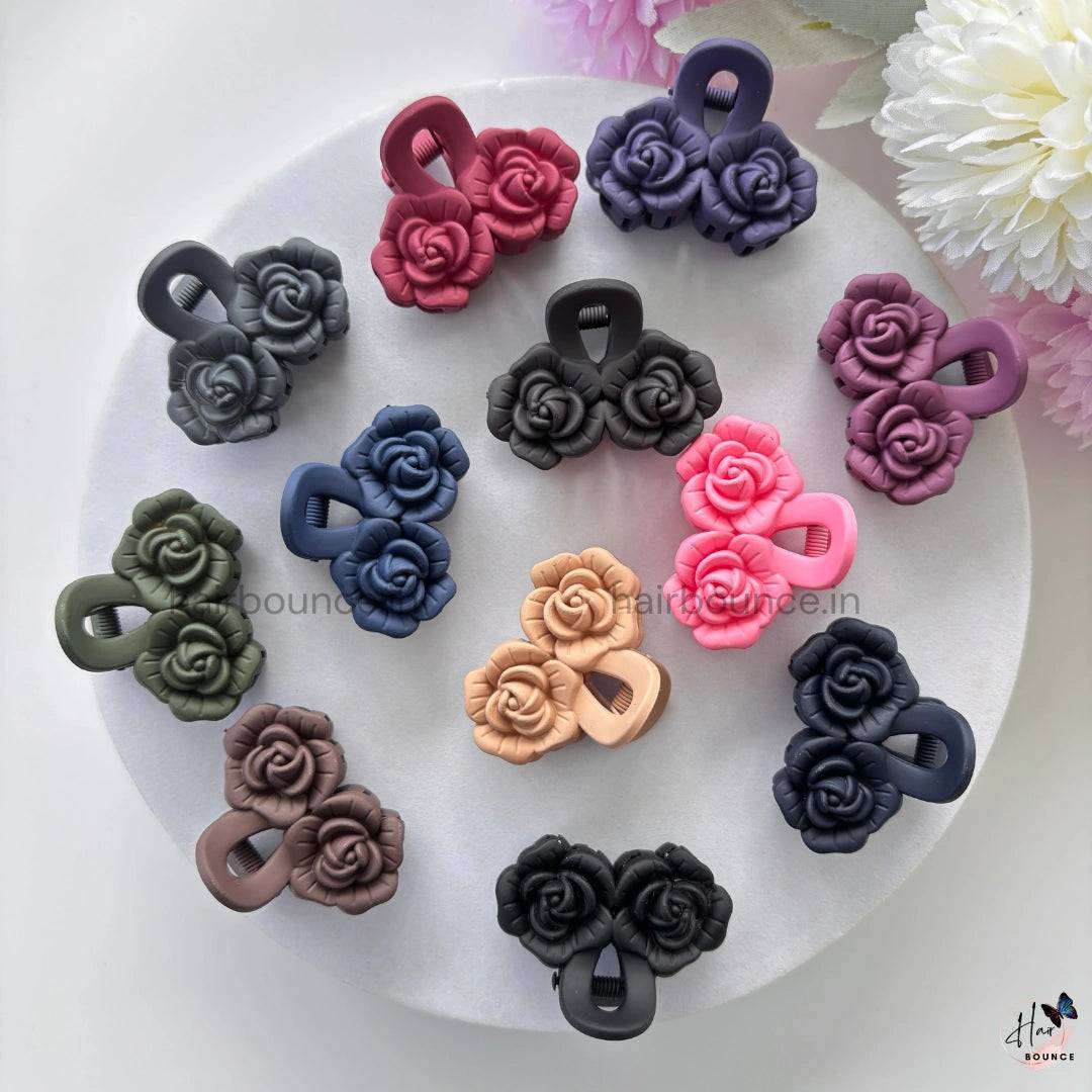 Buy Dark Shades Mini Double Rose Flower Hair Claw - Small in ...