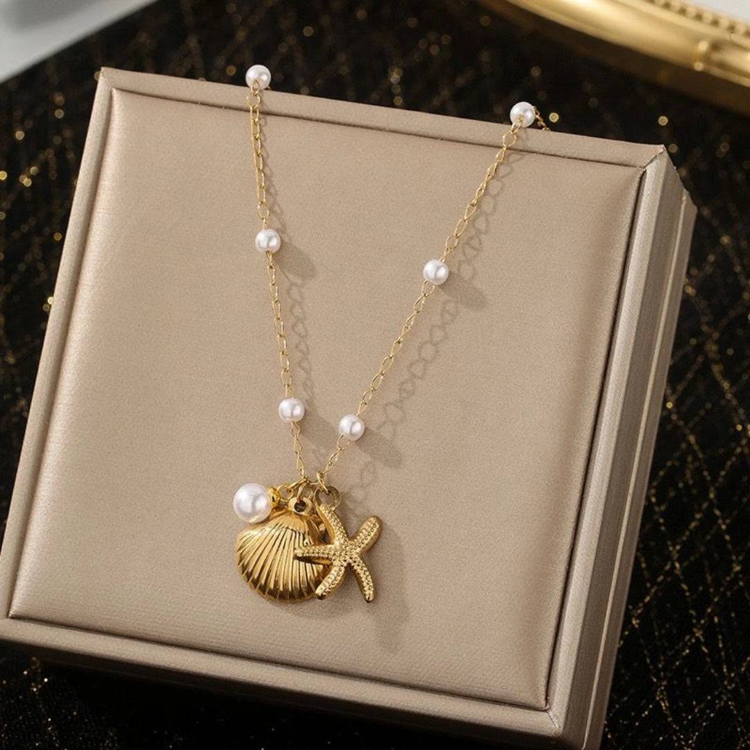 Buy Golden Seashell Pearl Necklace in Accessories | Best Jewellery on ...