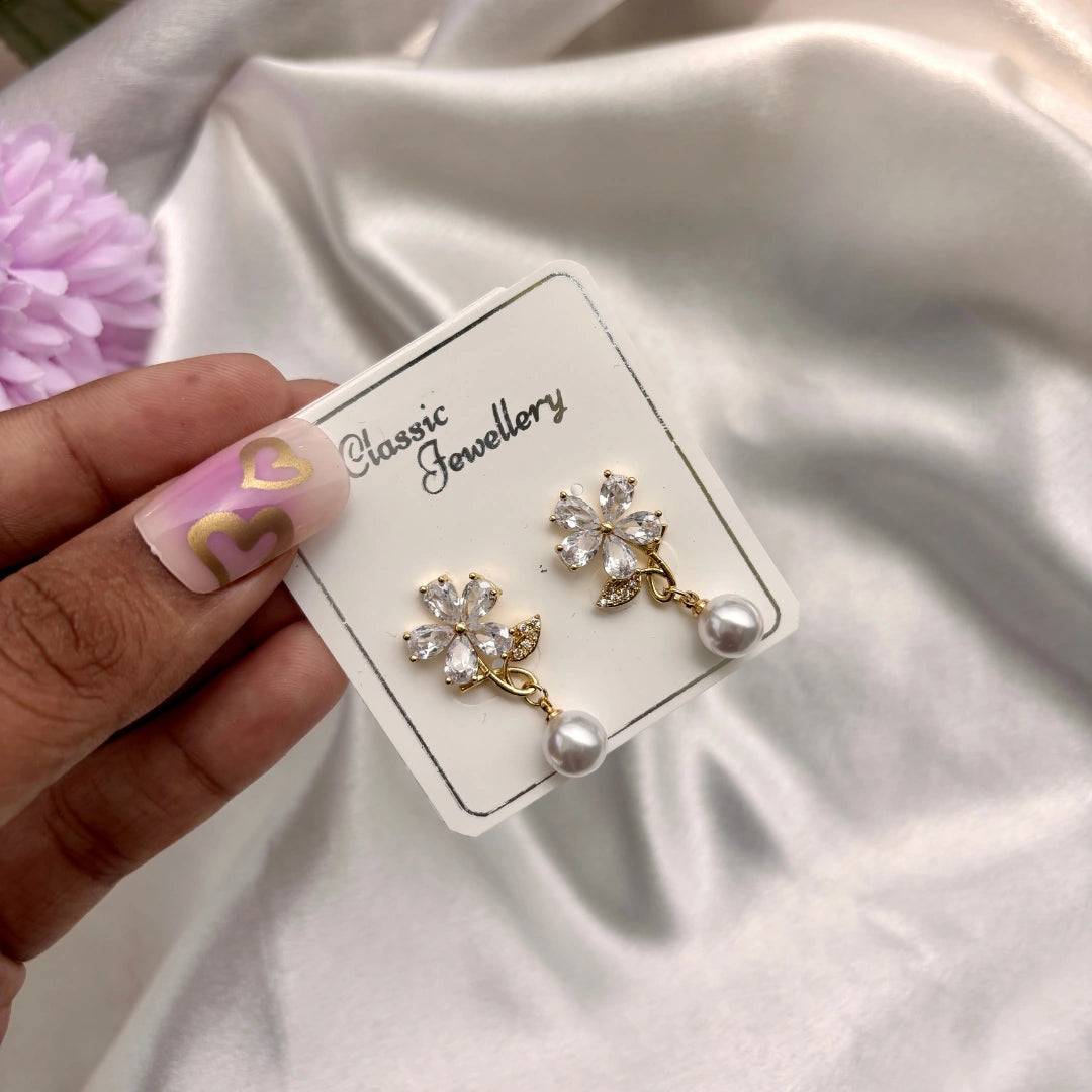 Buy Crystal Blossom Pearl Drops in Accessories | Best Jewellery on Plumint