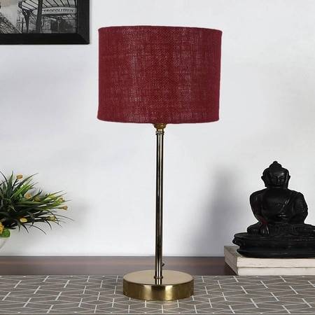 Buy Maroon Jute with Metal Gold Table Lamp in Home Accessories | Best ...
