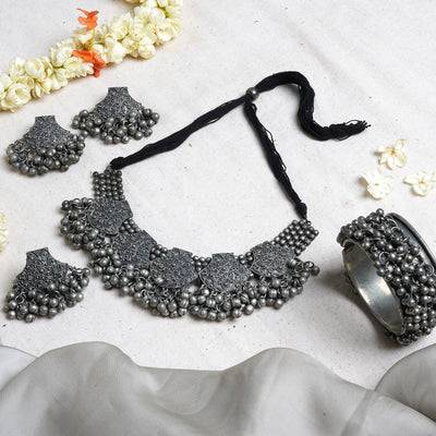 Buy Teejh Ganavi Silver Oxidised Jewelry Gift Set in Accessories | Best ...
