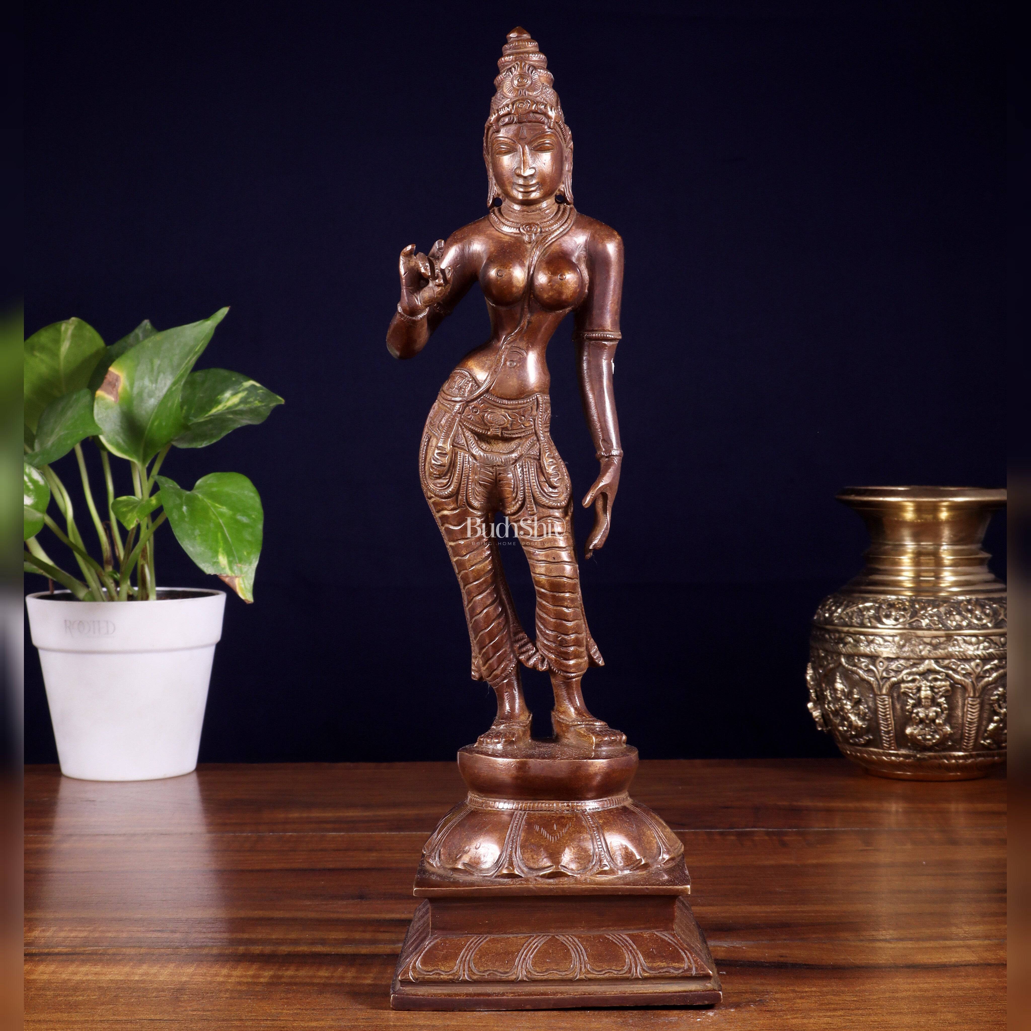 Buy Brass Bhoga shakti Devi Uma Parvati Idol | 10 Inch Dark brown in ...