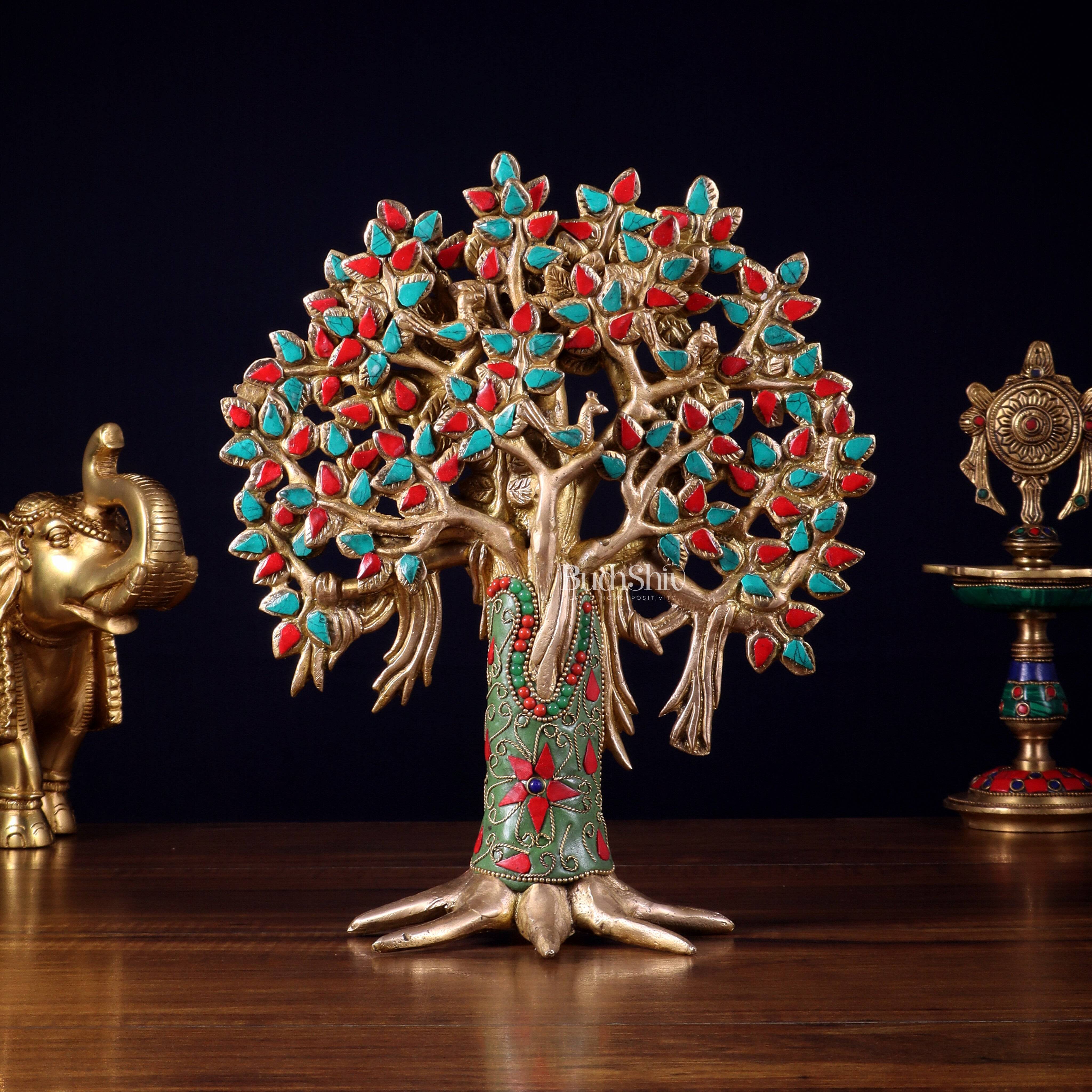 Buy Pure Brass Handcrafted Kalpavriksha Tree – Table Decor 11" in ...