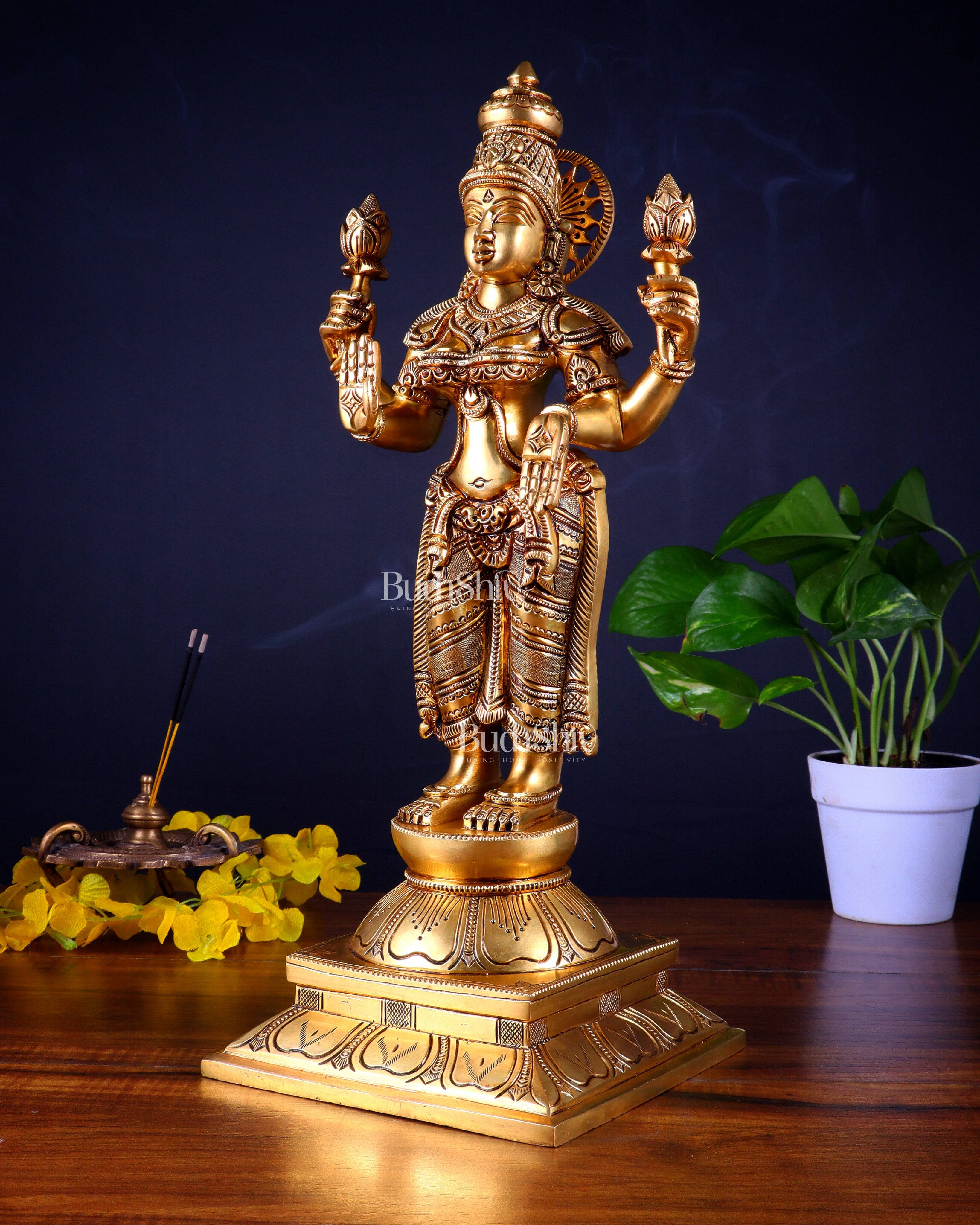 Buy Brass Superfine Standing Goddess Lakshmi Statue – Highly Detailed ...