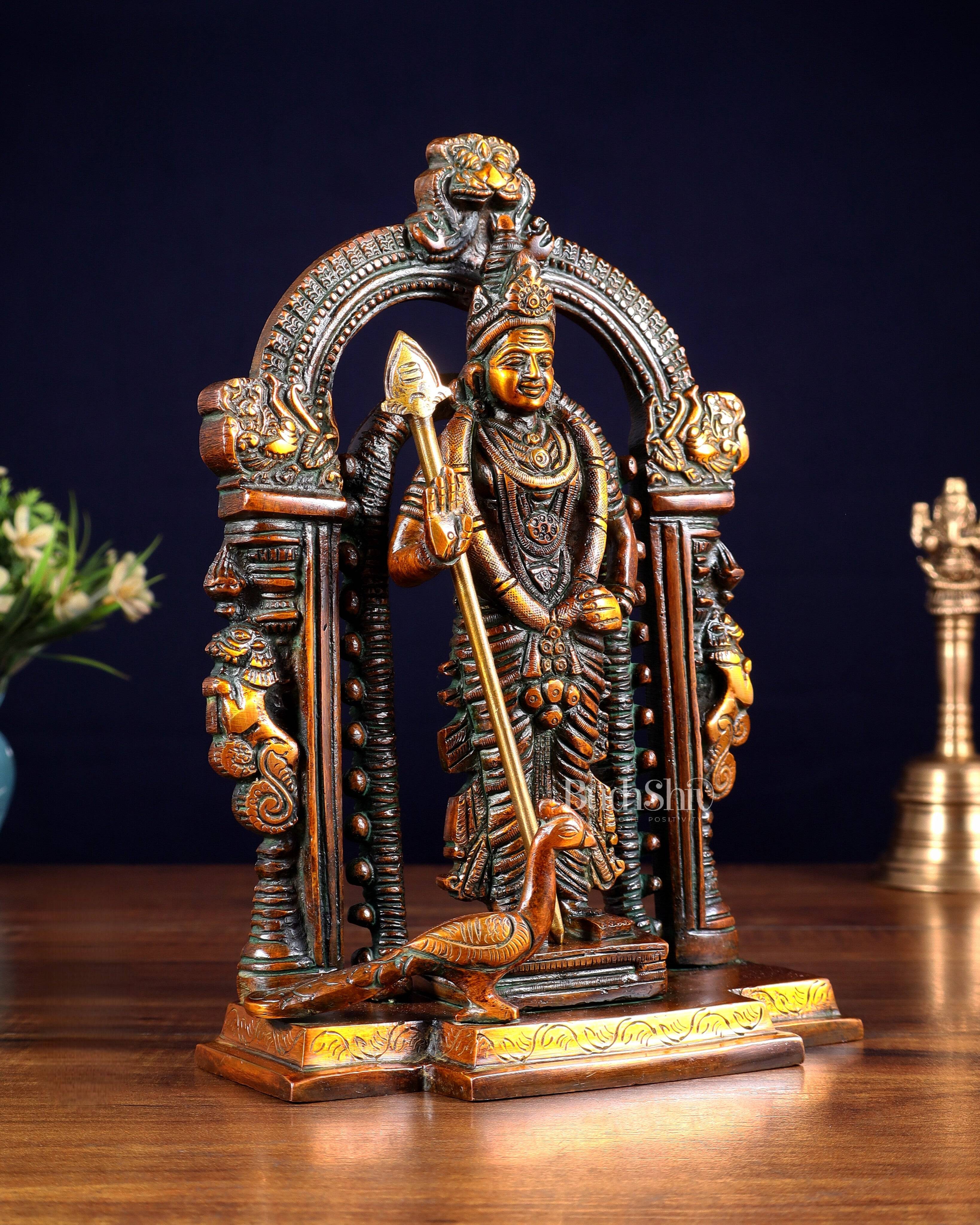 Buy Pure Brass Lord Murugan Swamy statue 9" double chola tone in ...