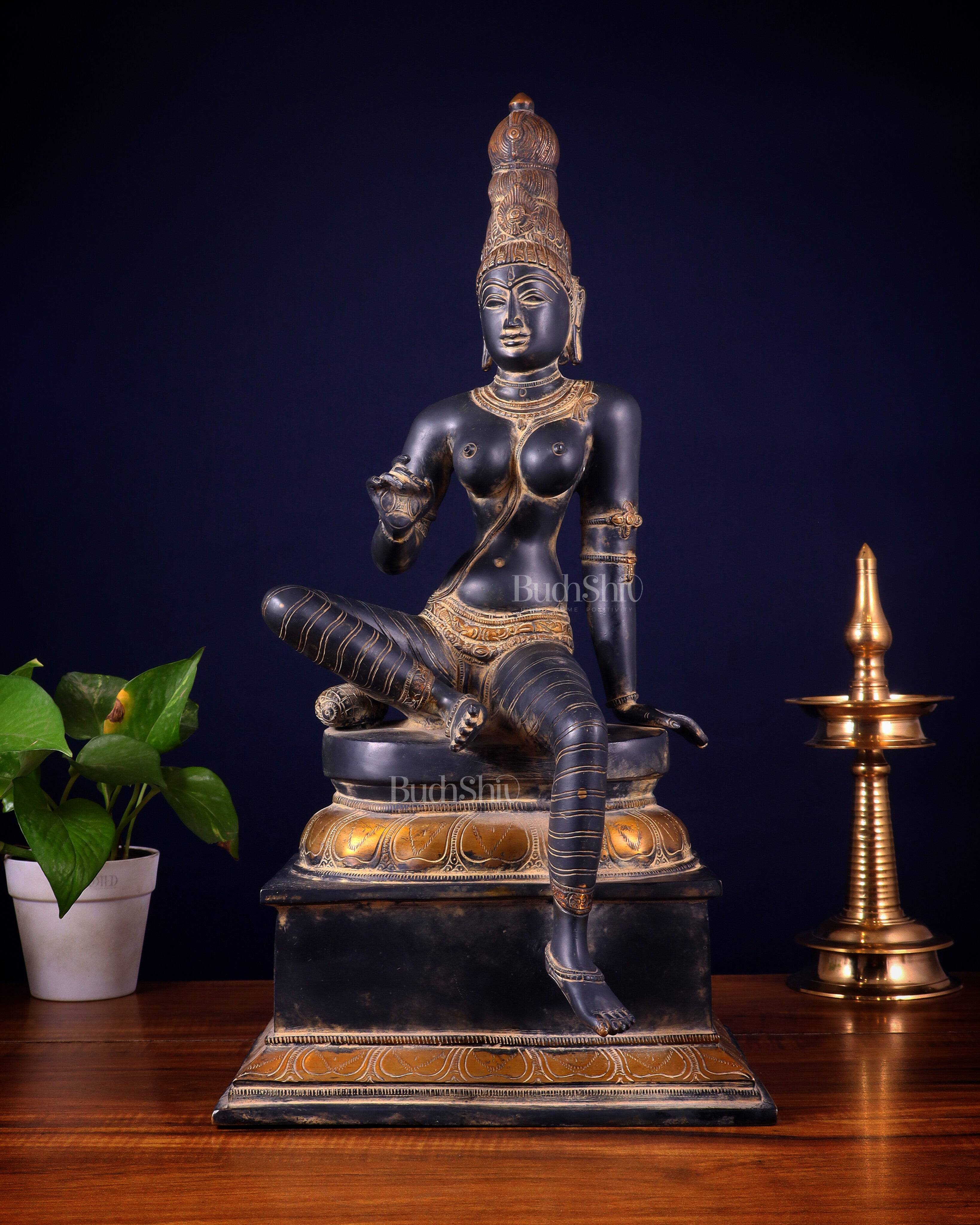 Buy Brass Bhoga Shakti Seated Parvati Uma Devi Sculpture | Height: 20.5 ...