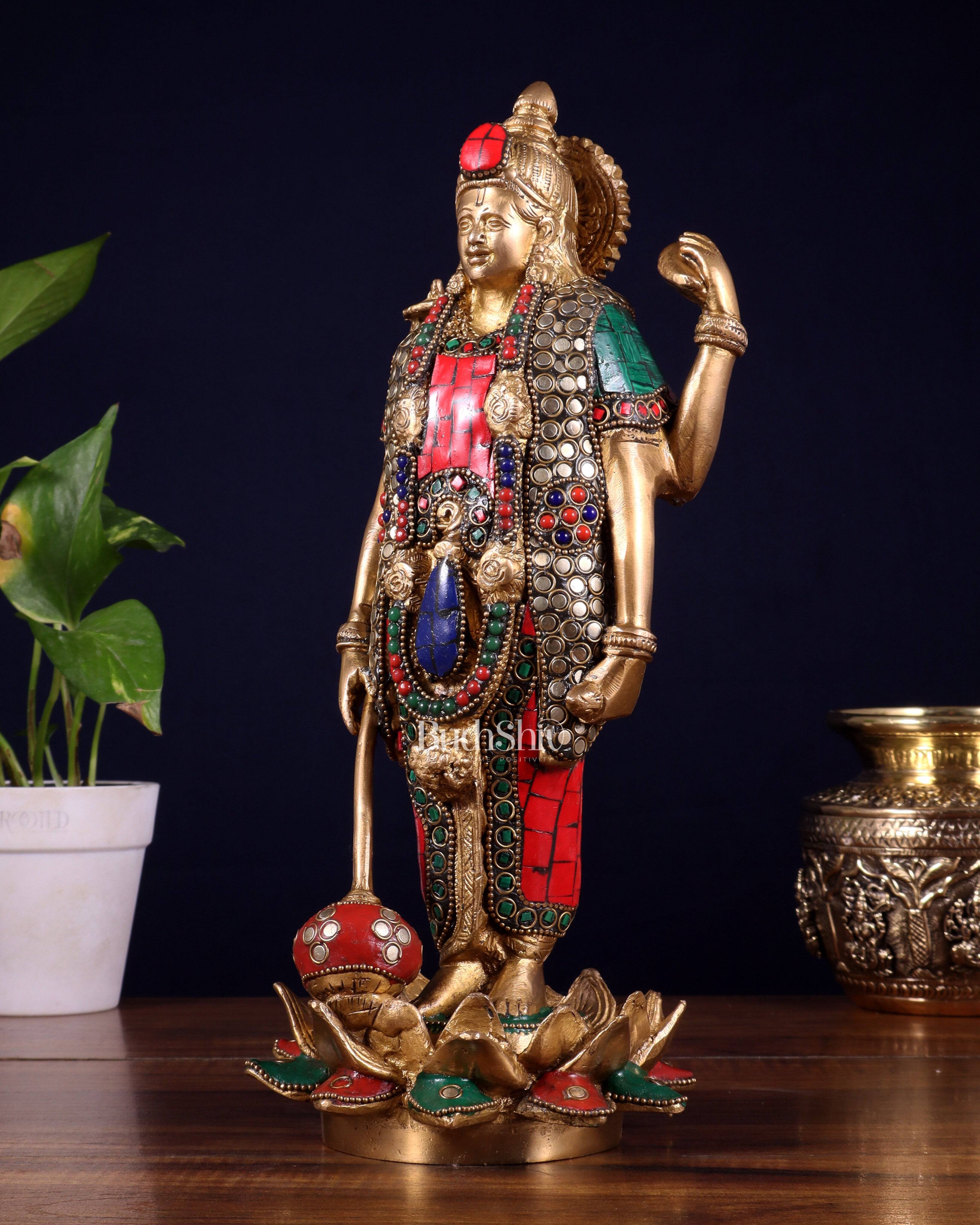 Buy Brass Standing Vishnu Statue Satya narayan on Lotus Base - 12.5 ...