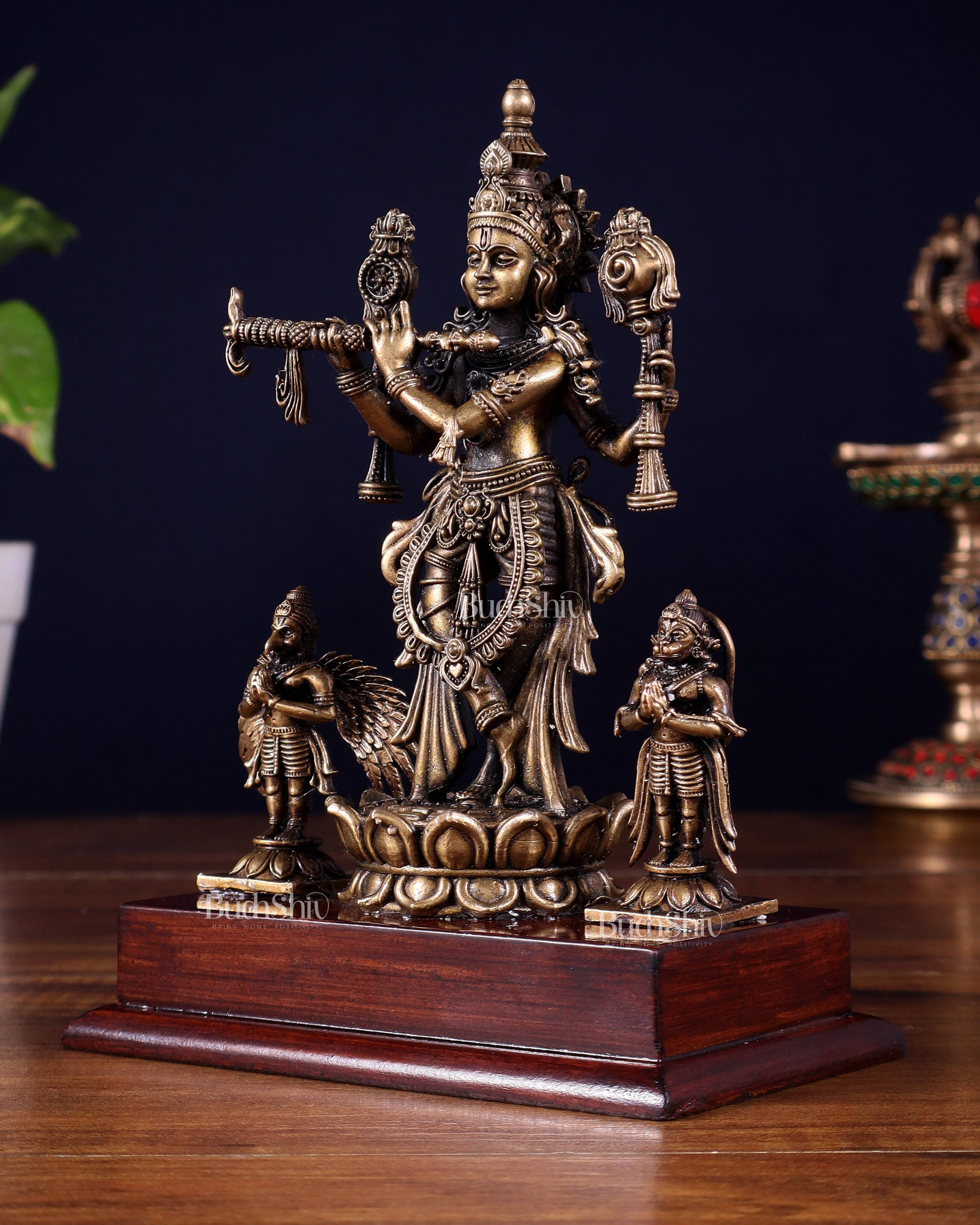 Buy Antique Bronze Vishnu Roopam Krishna with Hanuman & Garuda – 7 Inch ...