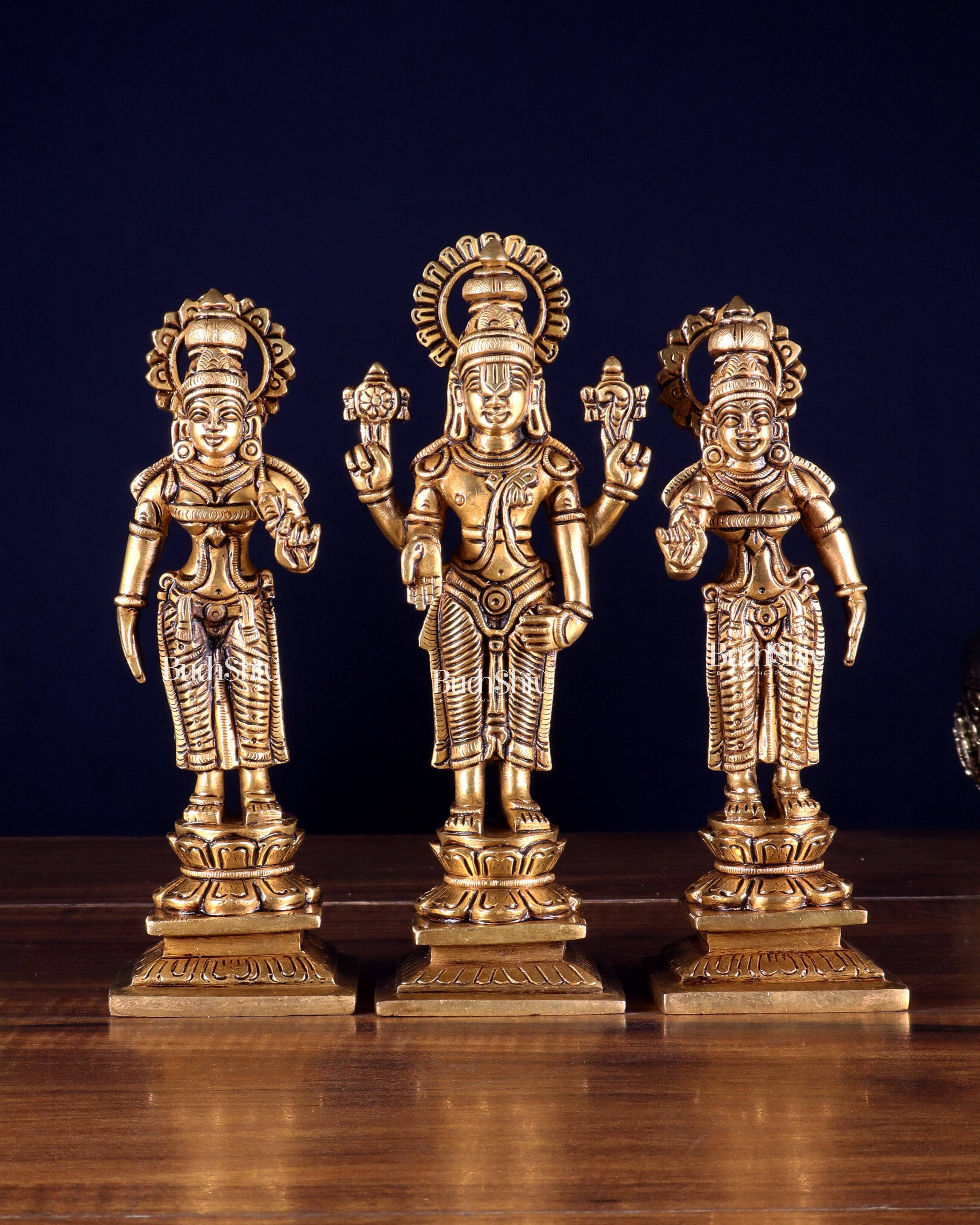 Buy Brass Tirupati Balaji with Bhudevi and Sridevi | 8 inch idols in ...