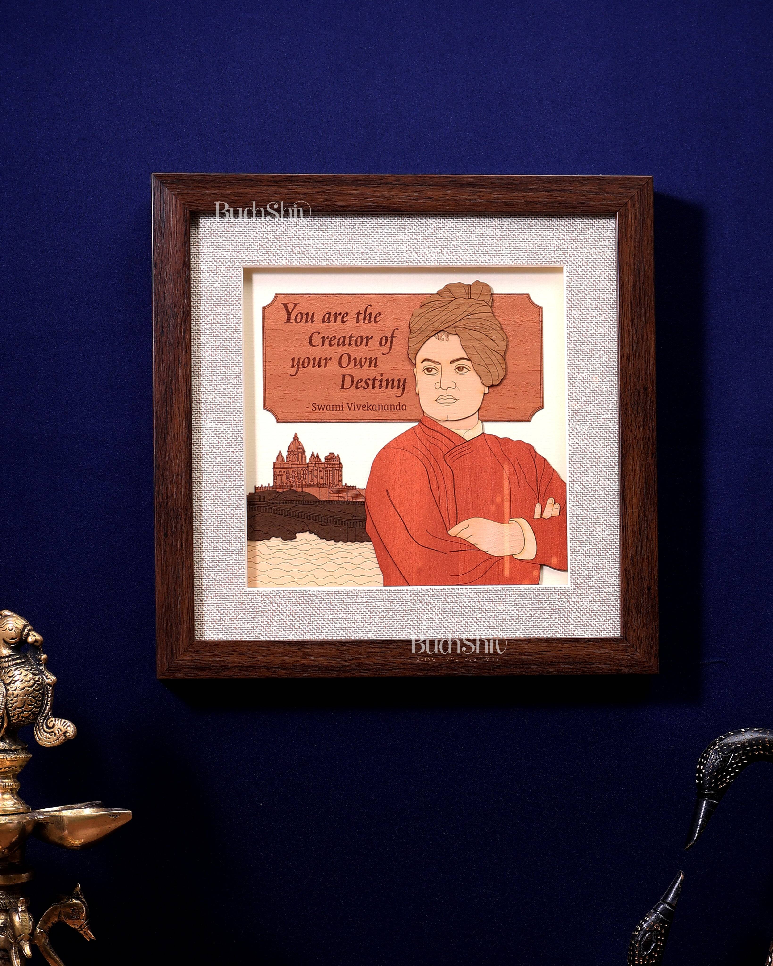 Buy Swami Vivekananda | 3D Wooden Wall Hanging Frame with Glass in ...