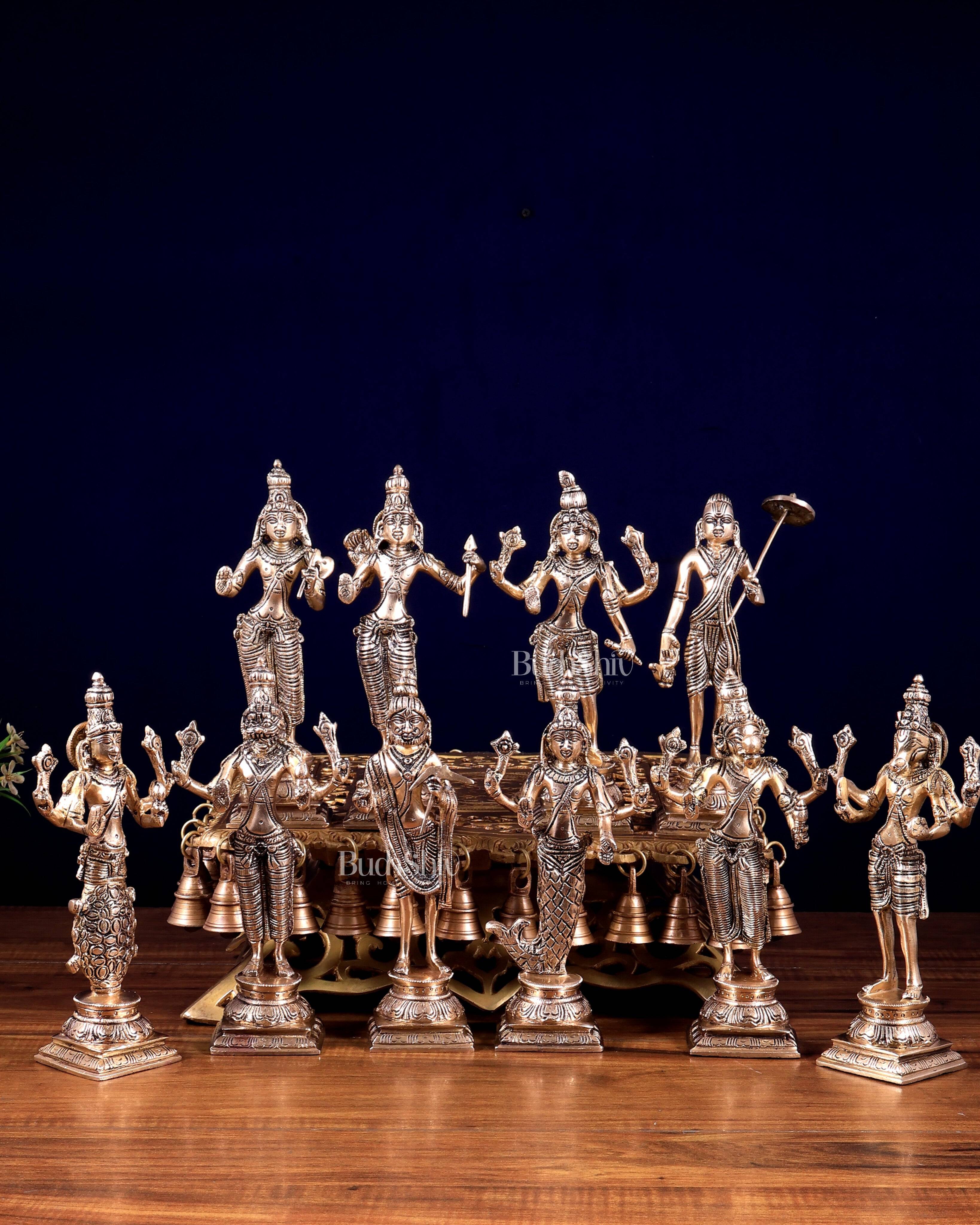 Buy Brass Superfine Vishnu Dashavatar Idols Set | Sleek Design 10 inch ...
