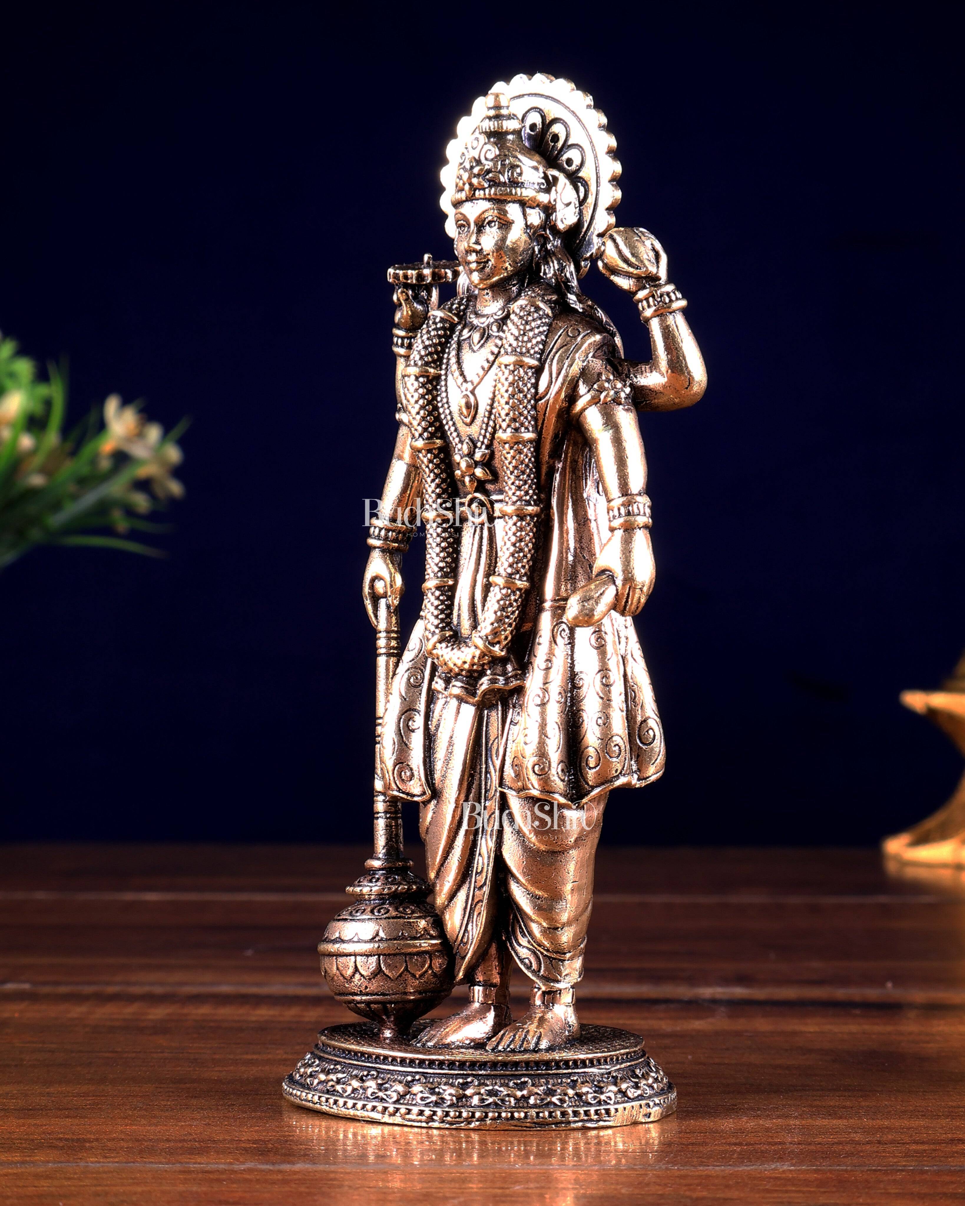 Buy Brass Superfine Standing Lord Vishnu Statue with Intricate Carvings ...