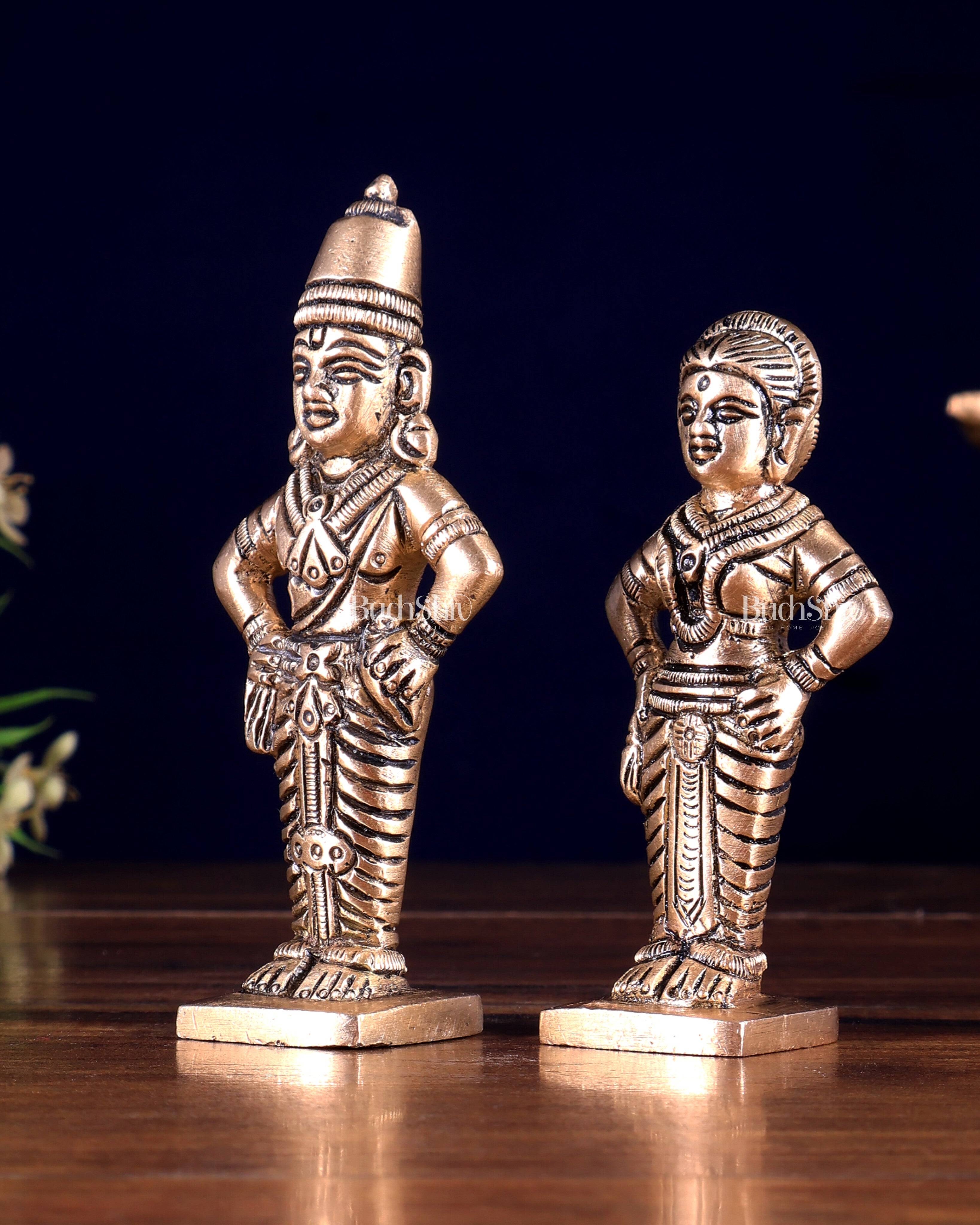 Buy Pure Brass Vitthal (Vithoba Panduranga) and Rukmini Statue Pair 4.5 ...