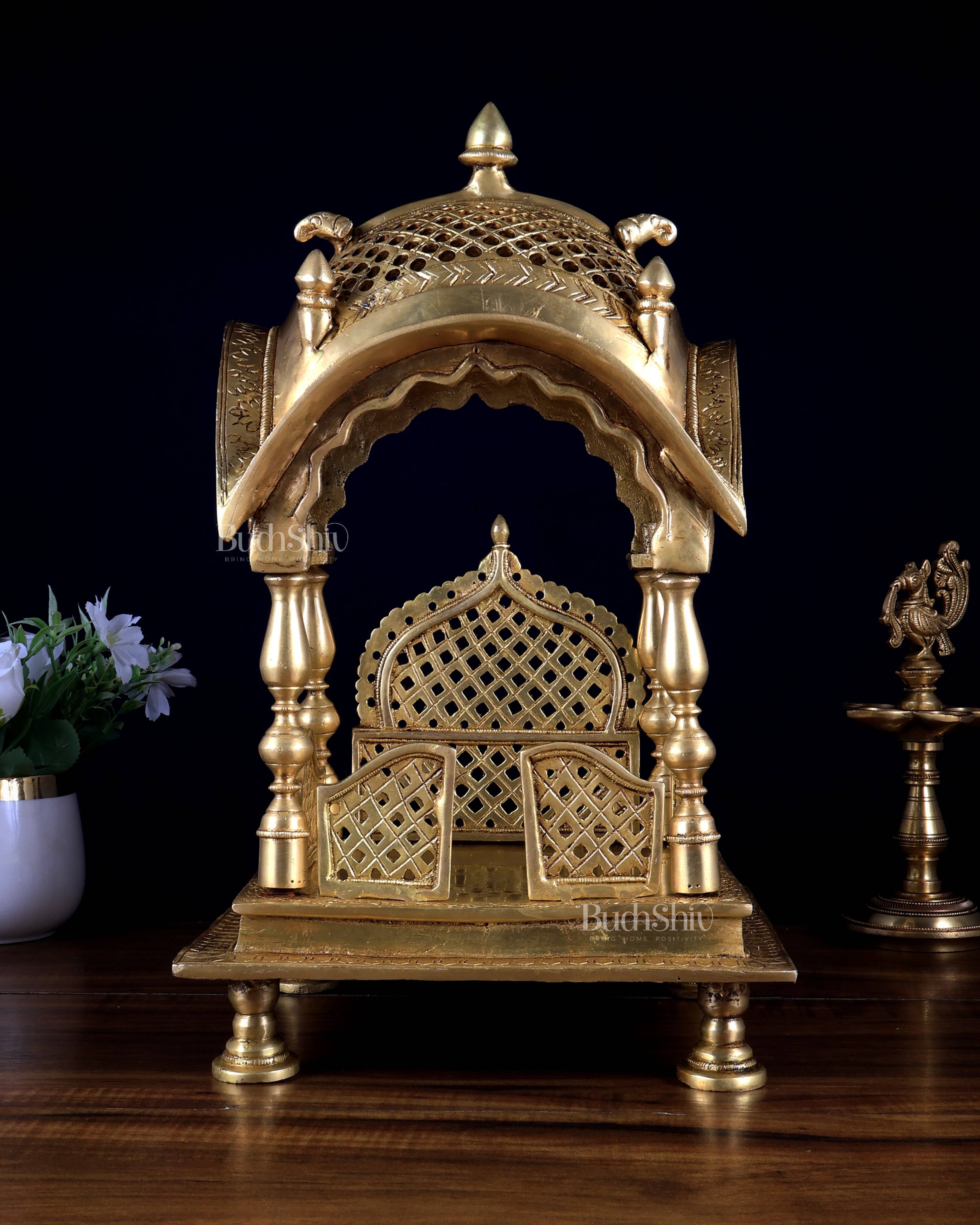 Buy Pure Brass Temple-Shaped Singhasan for Deities 15 inch in Showcase ...