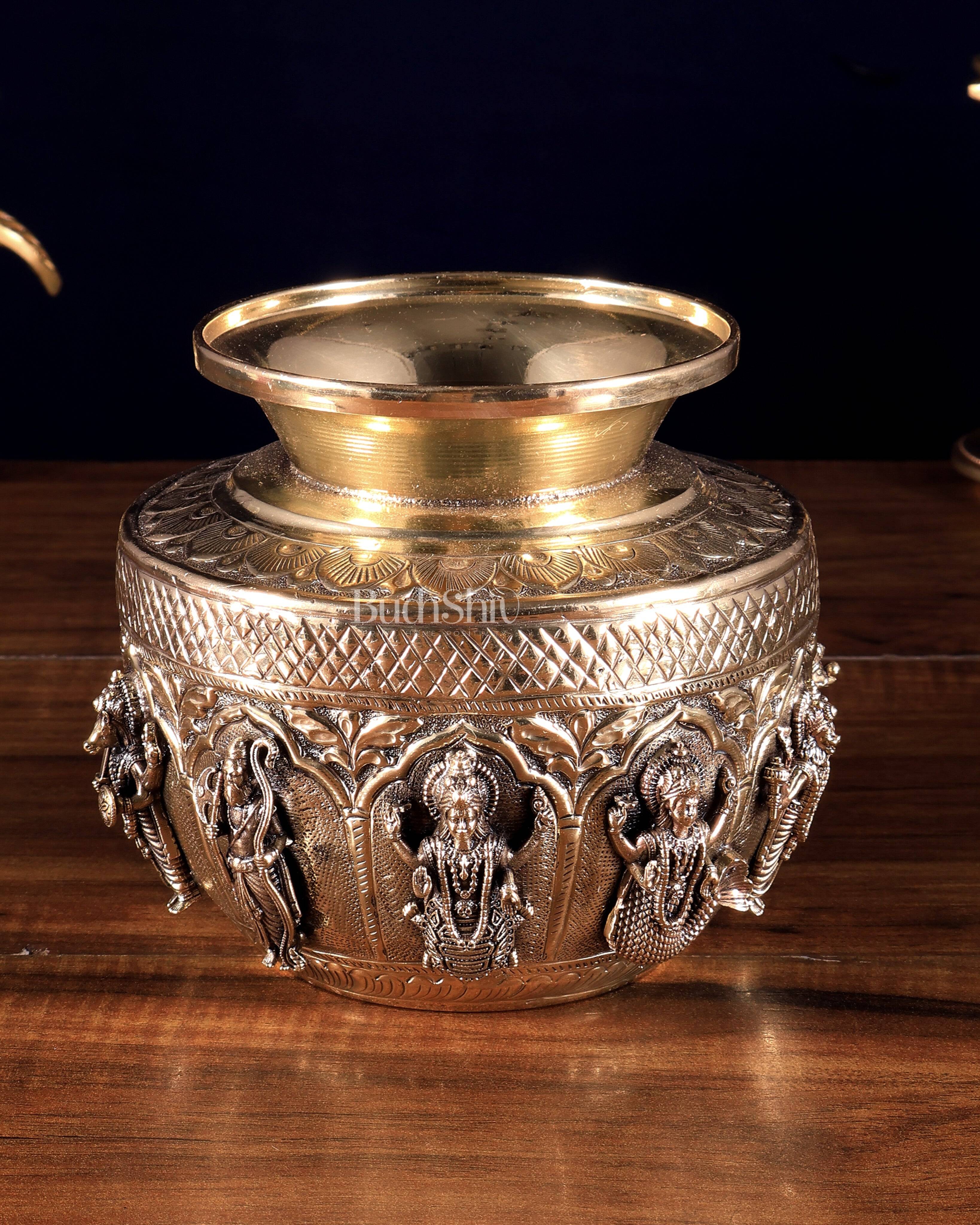 Buy Brass Superfine Vishnu Dashavatar Kalash – Auspicious Pooja Pot 5.5 ...