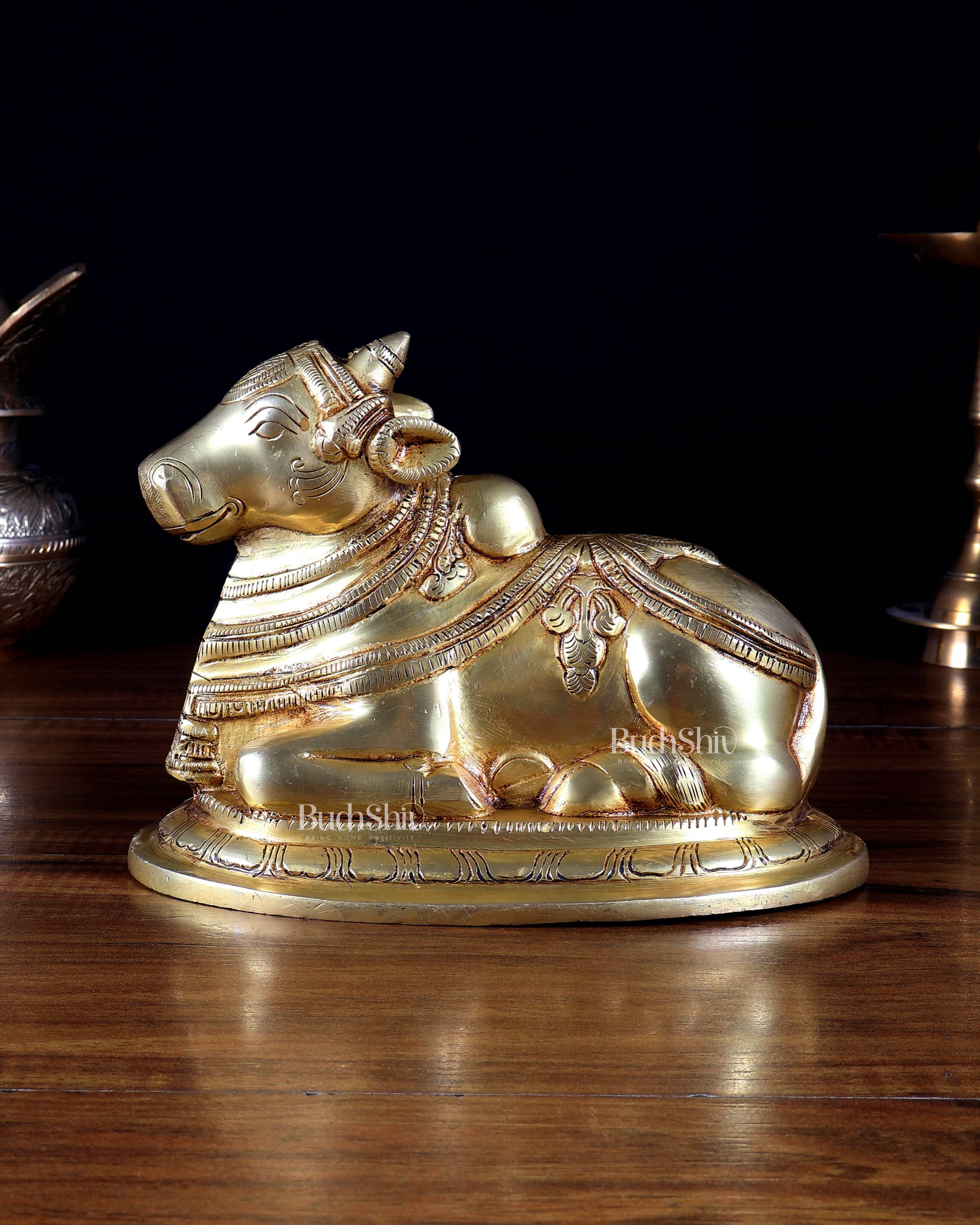 Buy Pure Brass Nandi Statue – 6 Inches | Handcrafted in Showcase Piece ...