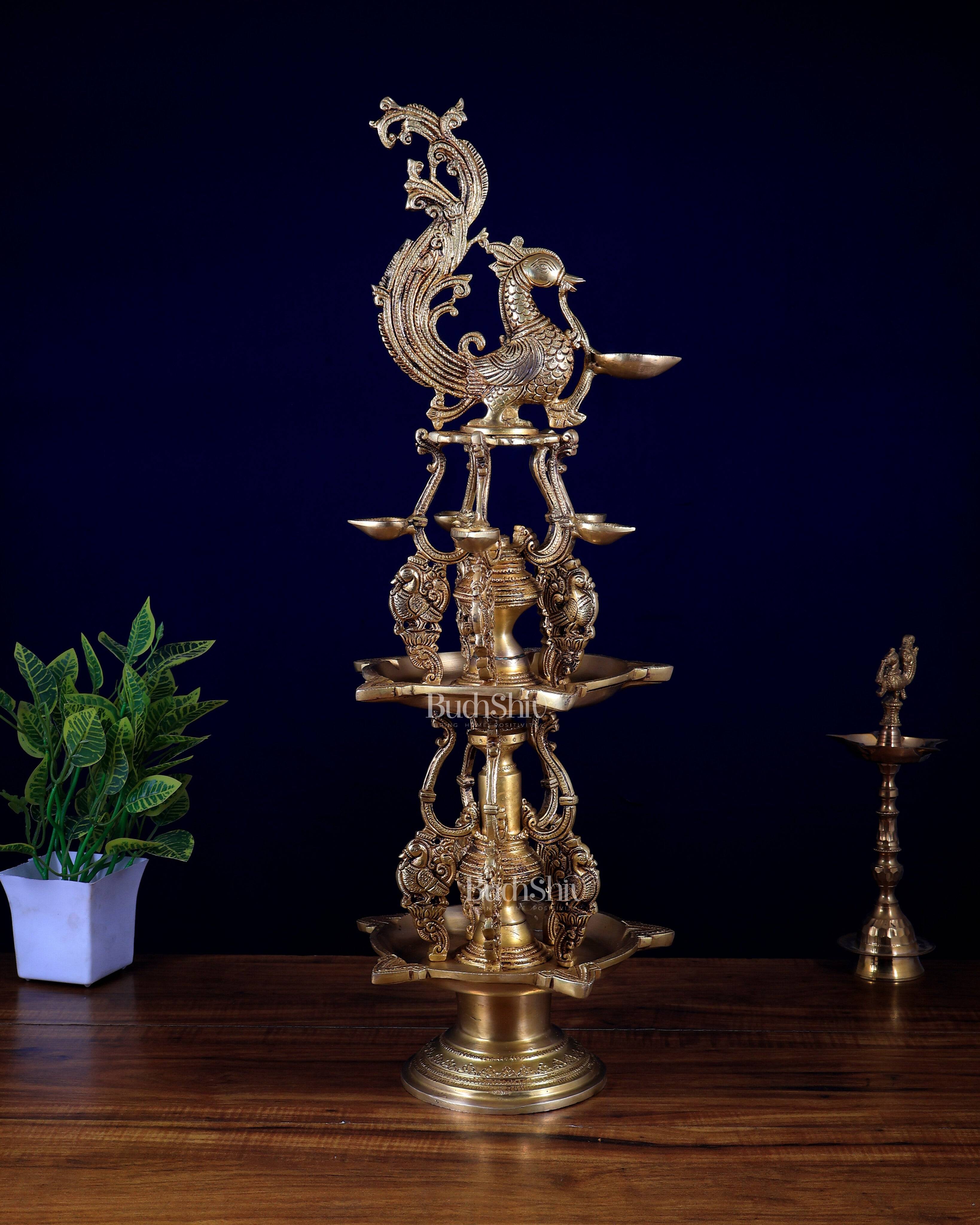 Buy Brass Superfine Annam Pakshi Oil Lamp (Double-Storey Diya ...