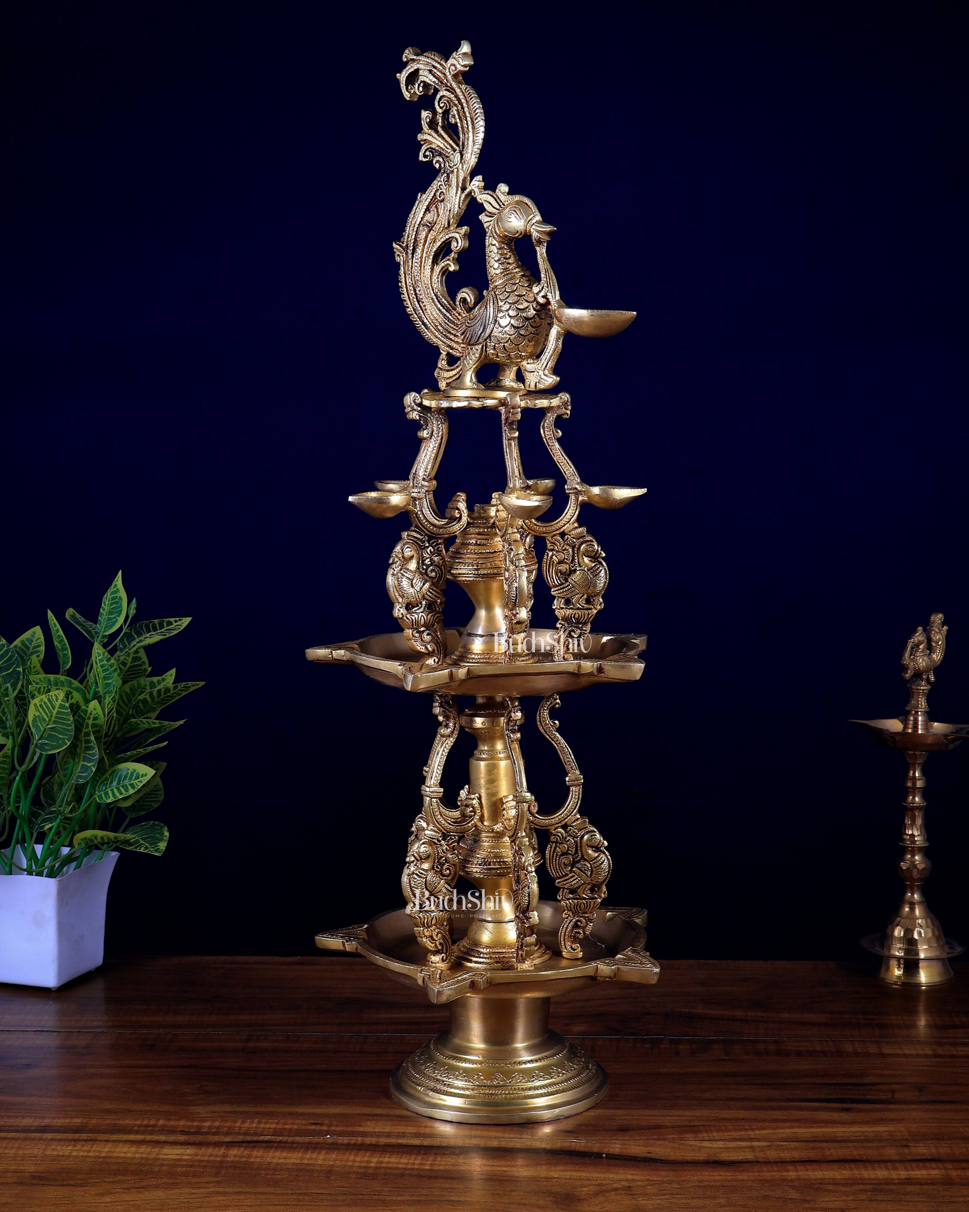 Buy Brass Superfine Annam Pakshi Oil Lamp (Double-Storey Diya ...