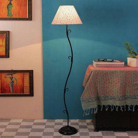 Buy Cosma Multicolour Fabric Floor Lamp with Black Iron Base in Home ...