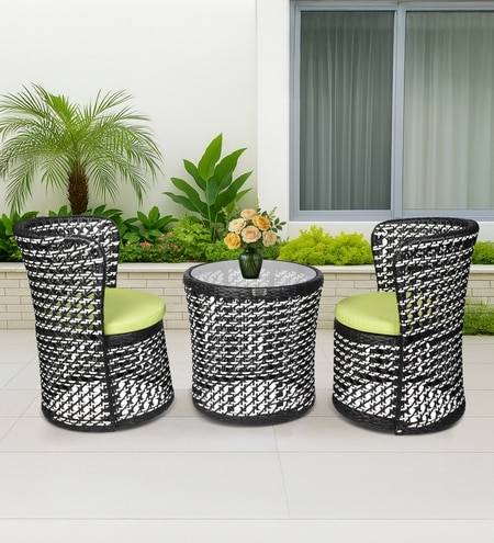 Buy Brisbane Wicker Table And Chair Set Black And White Finish in Table ...