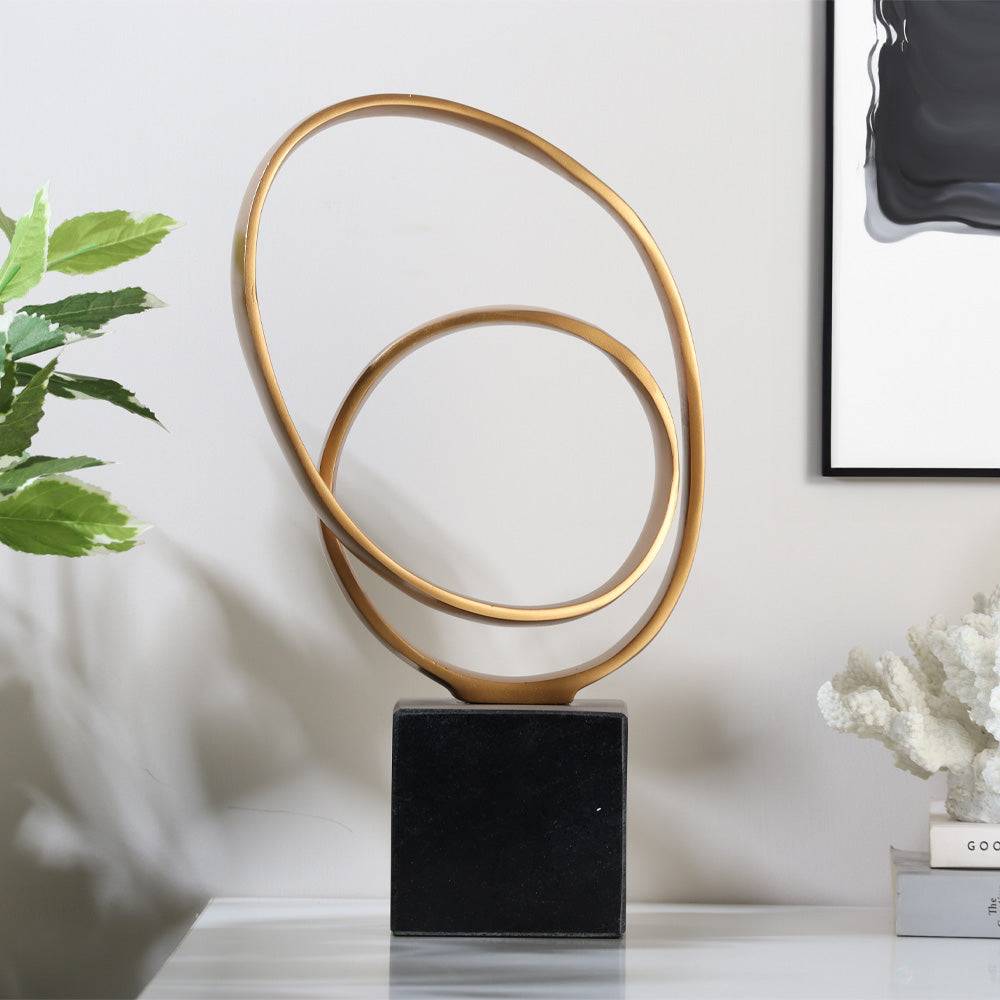 Buy Lazo Metallic Sculpture with Marble Base Large - Gold Black in Home ...