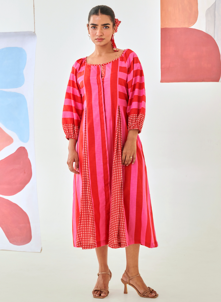 Buy Striped Box Pleat Dress - color variant: Multi in Women's Clothing ...