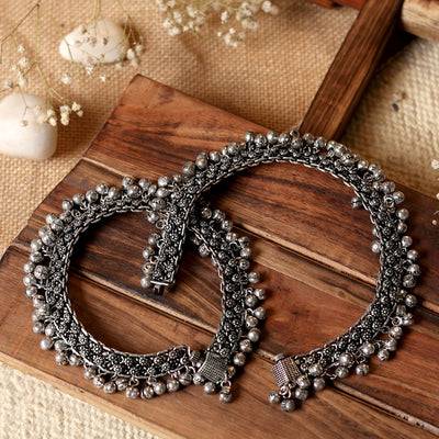 Buy Teejh Raashika Silver oxidised Anklets in Accessories | Best ...