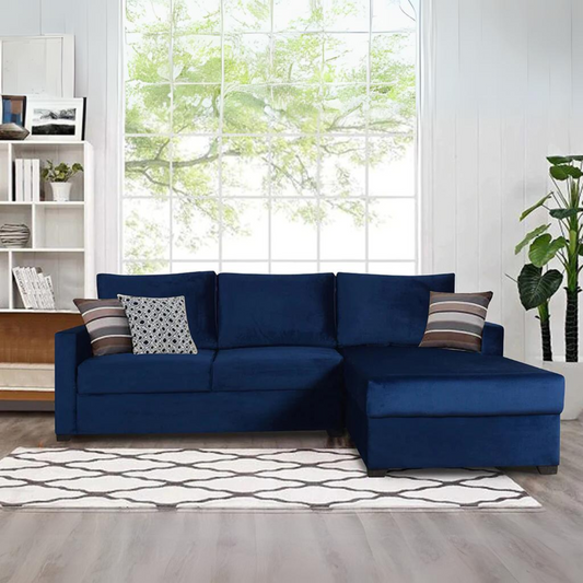 Buy Walter Sectional Sofa In Blue Velvet Fabric in Sofa | Best ...