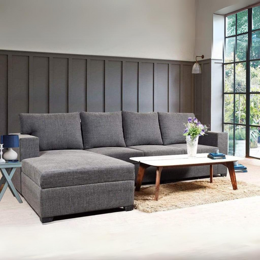 Buy Walter Sectional Sofa In Grey Jute Fabric in Sofa | Best Furniture ...