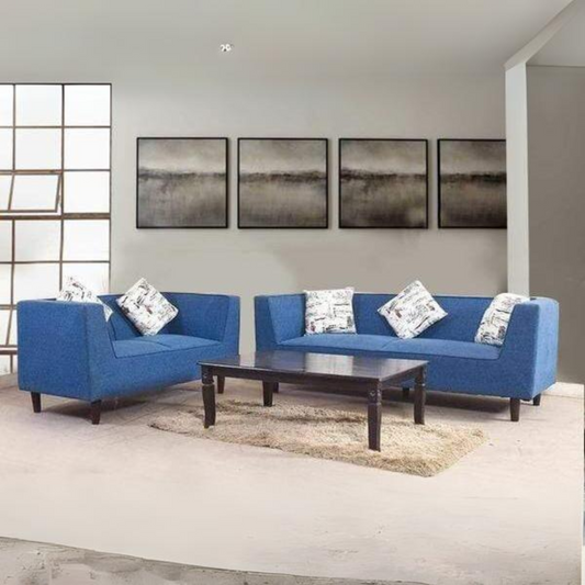 Buy Liana 3+2 Sofa Set In Premium Blue Cotton Fabric in Sofa | Best ...