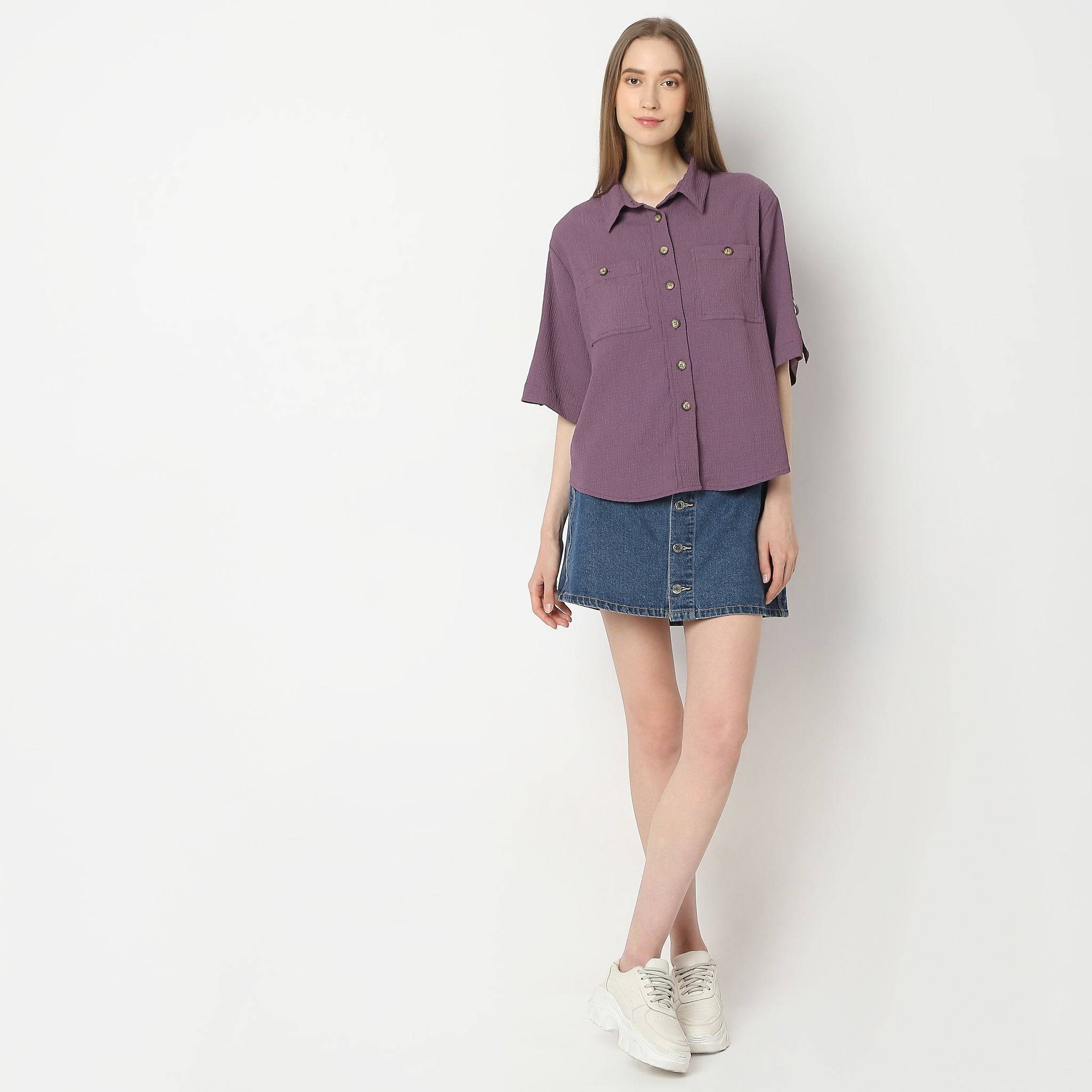 Buy Regular Fit Solid Shirt in Women's Clothing | Best Fashion on Plumint