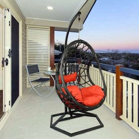 Buy Lugano Wicker Swing In Black Color in Table | Best Furniture on Plumint