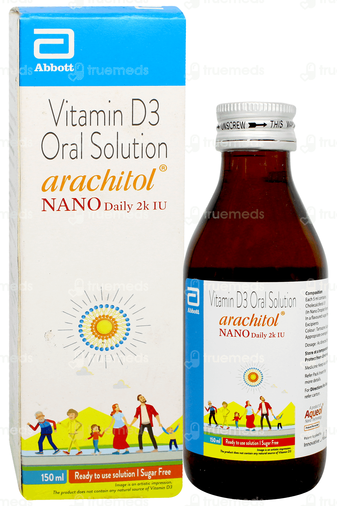 Buy Arachitol Nano Daily 2k IU Sugar Free Solution 150ml in Medicines ...