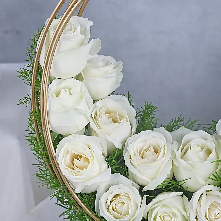 Buy Eternal Ivory Rose Crescent in Flowers | Best Home Decor on Plumint
