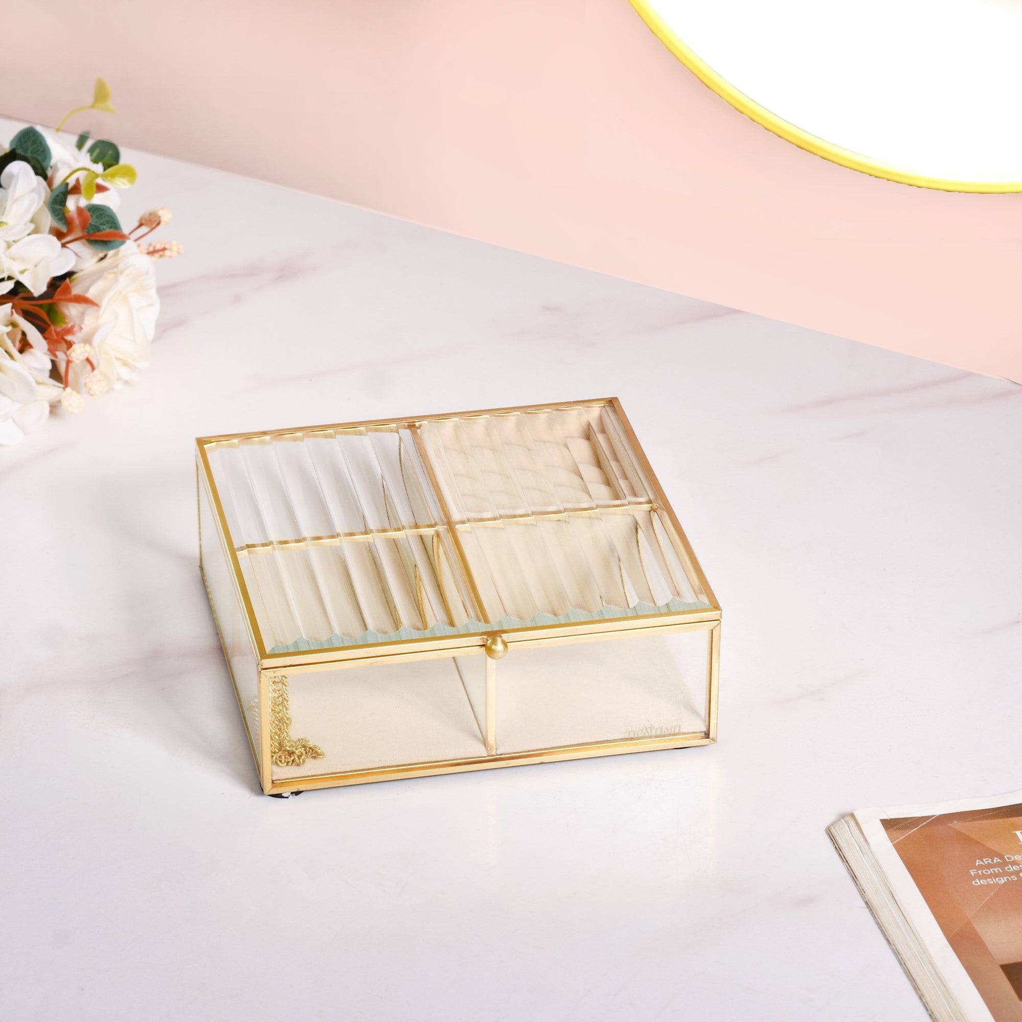 Buy Fluted Lid Multi Section Glass Jewellery Box in Accessories | Best ...