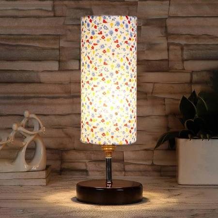 Buy Koda Multicolor cotton table lamp with brown wood base in Home ...